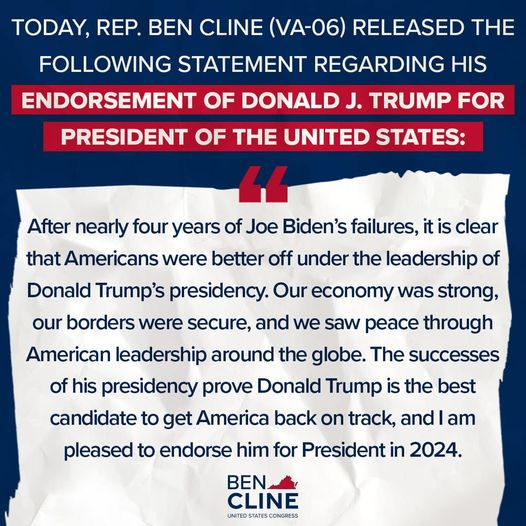 Cline endorses Trump – Cline Watch